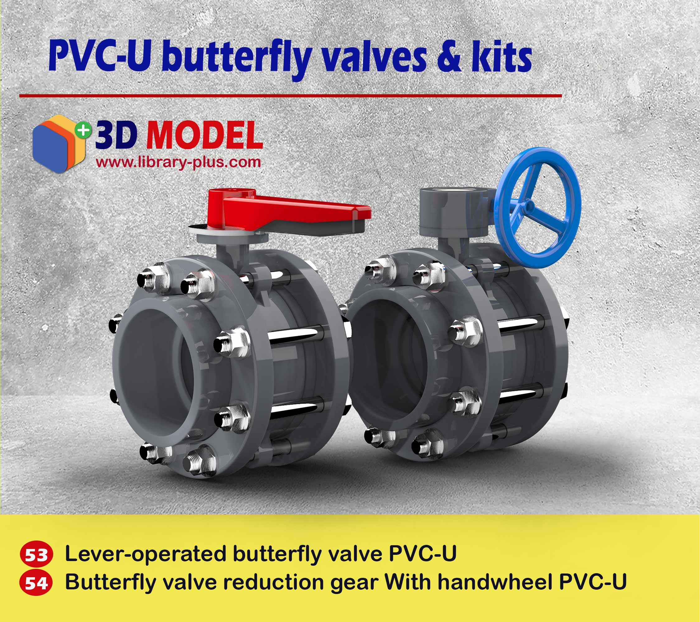 PVC-U butterfly valves & kits - PVCU pipe and fitting 3d model